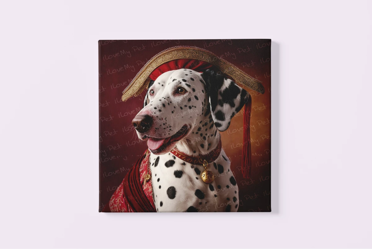 Regal Crimson and Gold Dalmatian Wall Art Poster