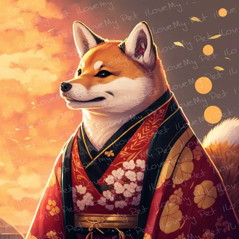 Ukiyo-e Samurai Shiba Inu Wall Art Poster