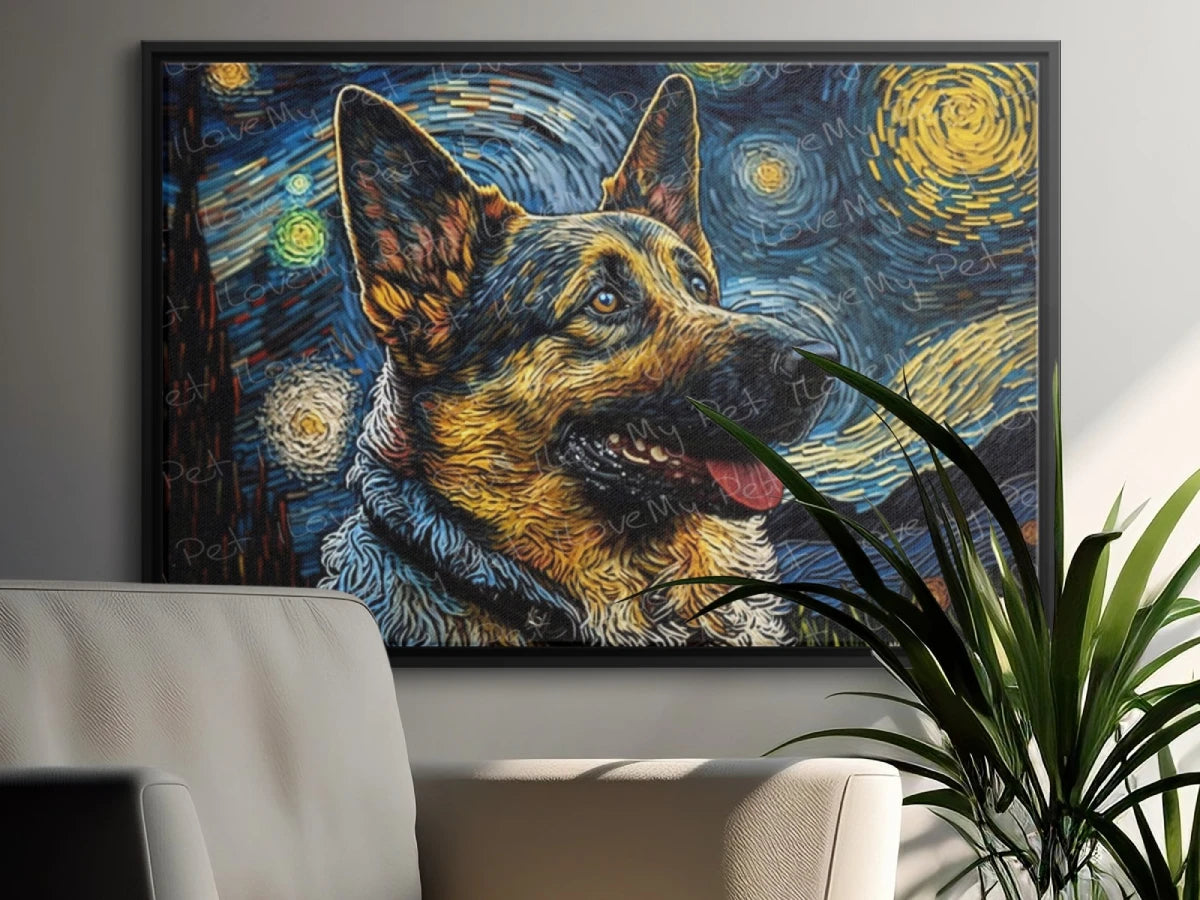 Starry Night Serenade German Shepherd Wall Art Poster