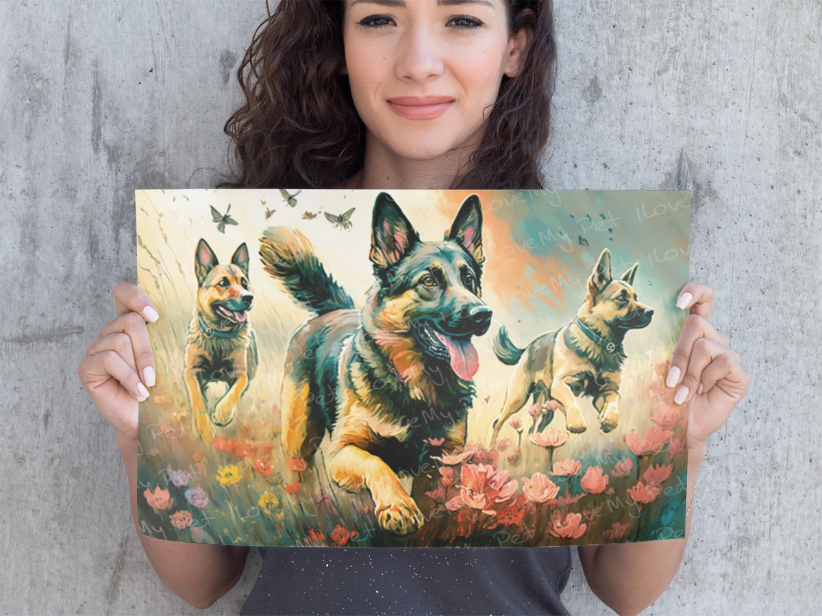 Vibrant Valor German Shepherds Wall Art Poster