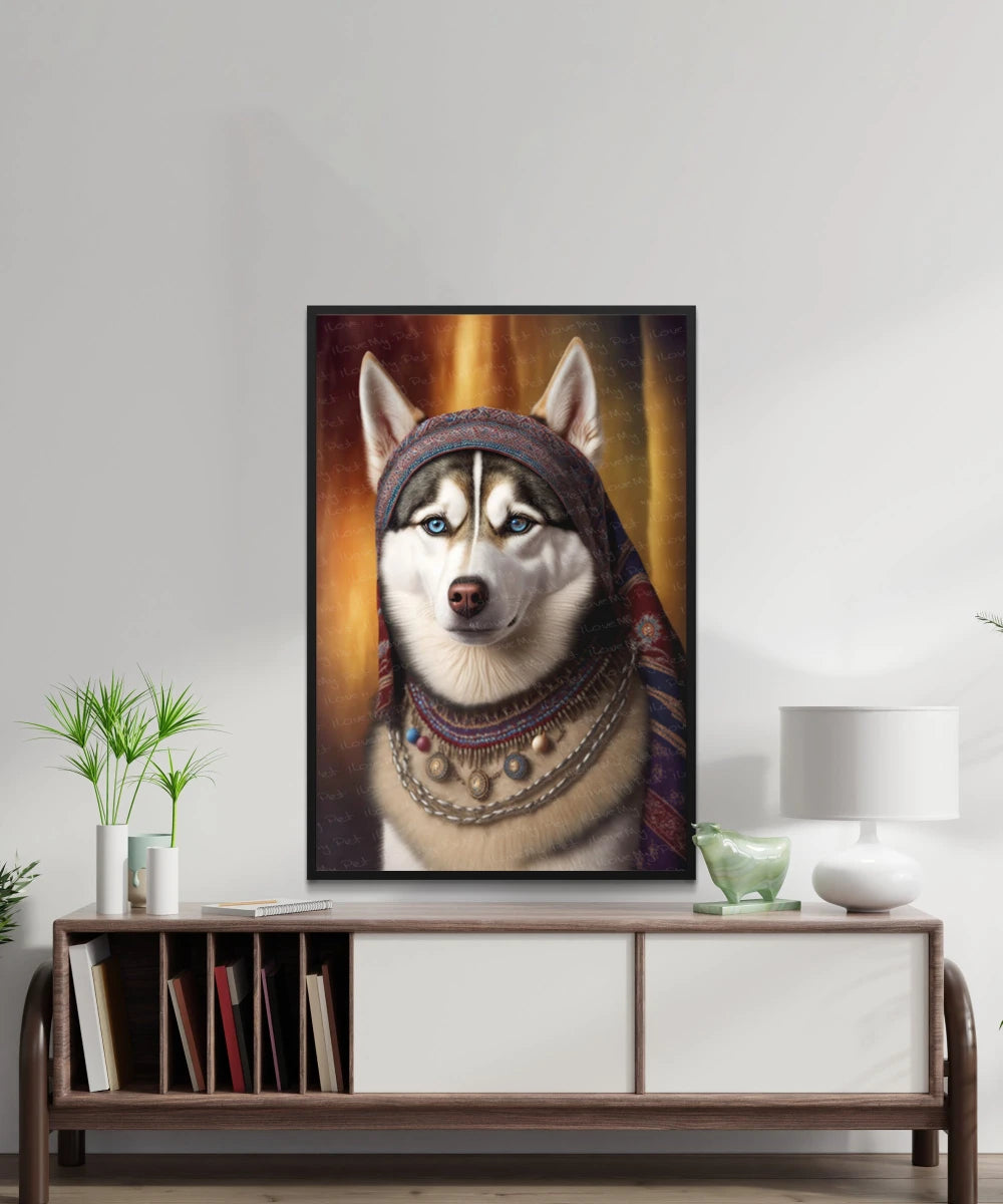 Frosty Folk Hero Siberian Husky Wall Art Poster