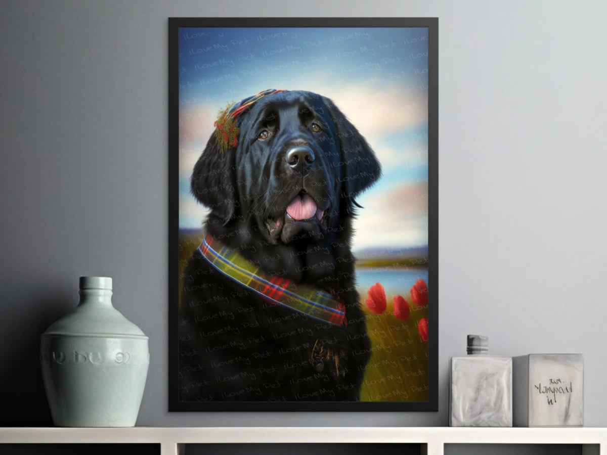 Traditional Tartan Black Labrador Wall Art Poster