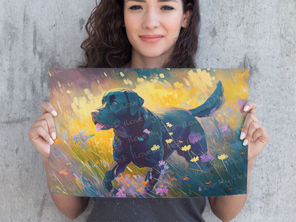 Meadow Melody Black Labrador Wall Art Poster