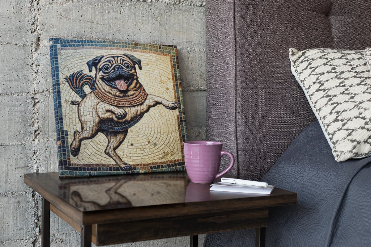 Roman Mosaic Merriment Pug Wall Art Poster