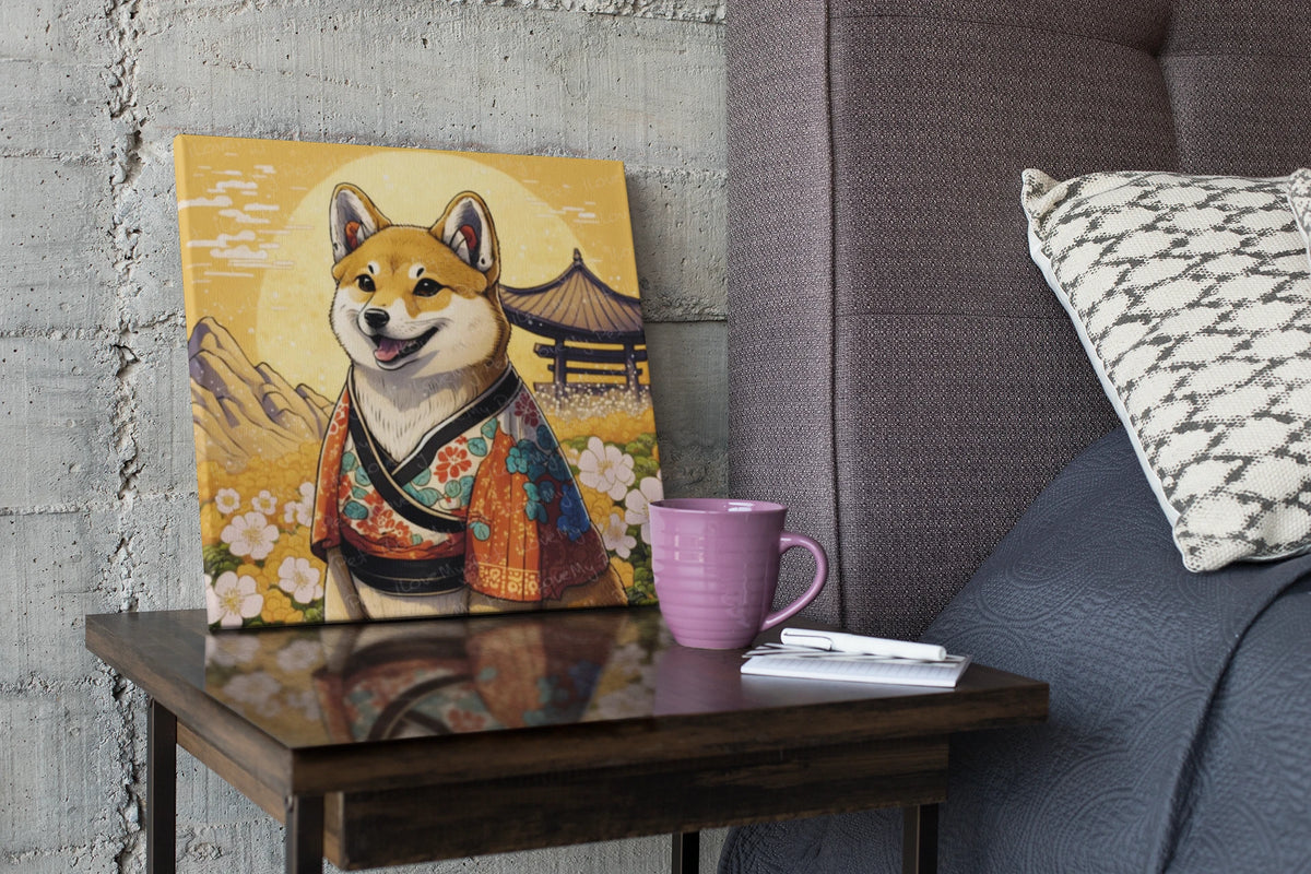 Cherry Blossom Euphoria Shiba Inus Wall Art Posters - 2 Designs