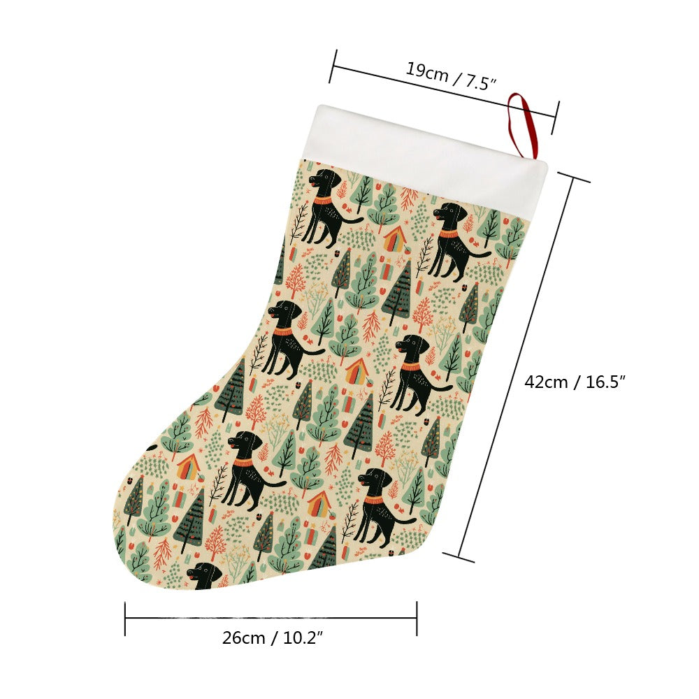 Black Labrador Holiday Frolic Christmas Stocking