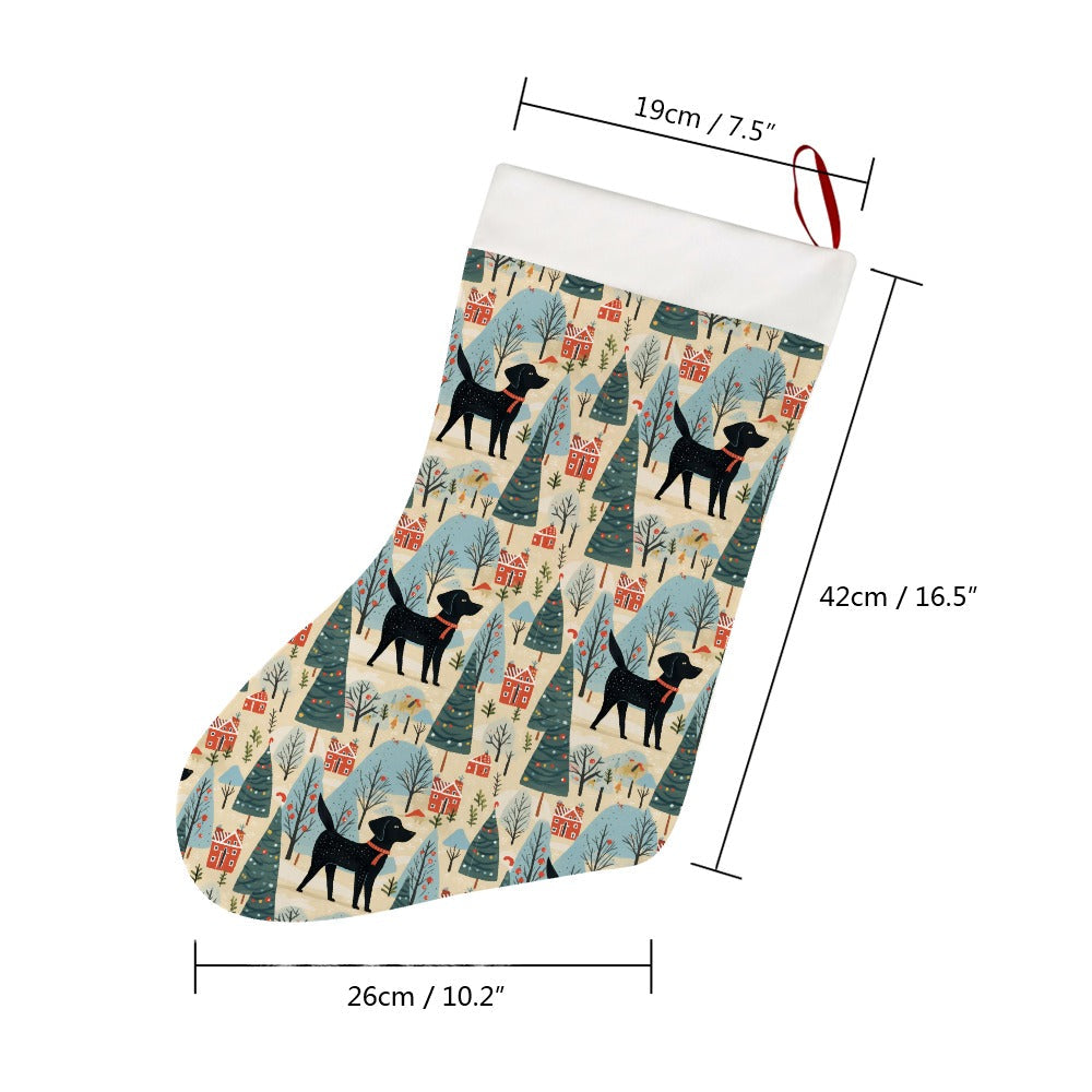 Black Labrador Winter Village Christmas Stocking