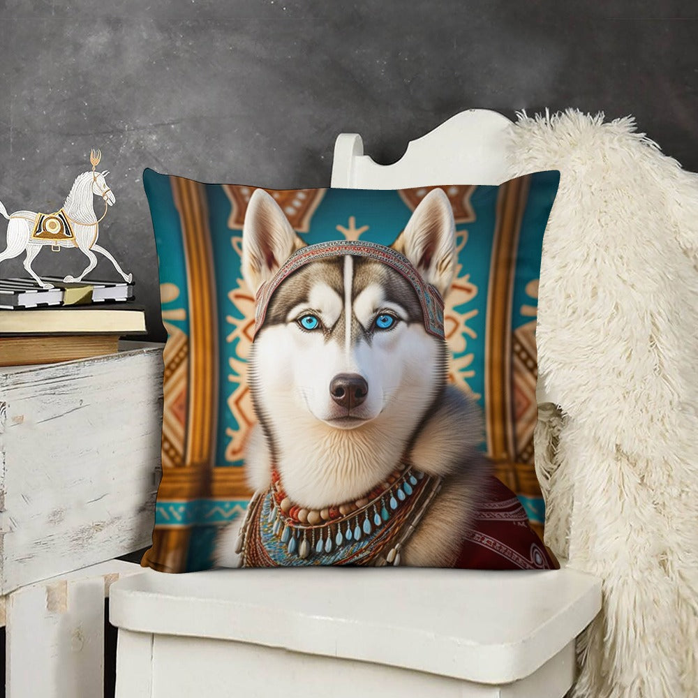 Blue-Eyed Majesty Siberian Husky Plush Pillow Case