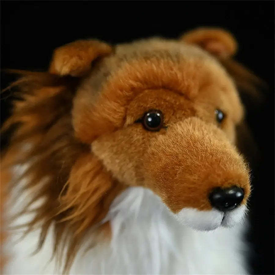 Fluffy Chocolate Red Border Collie Stuffed Animal Plush Toy