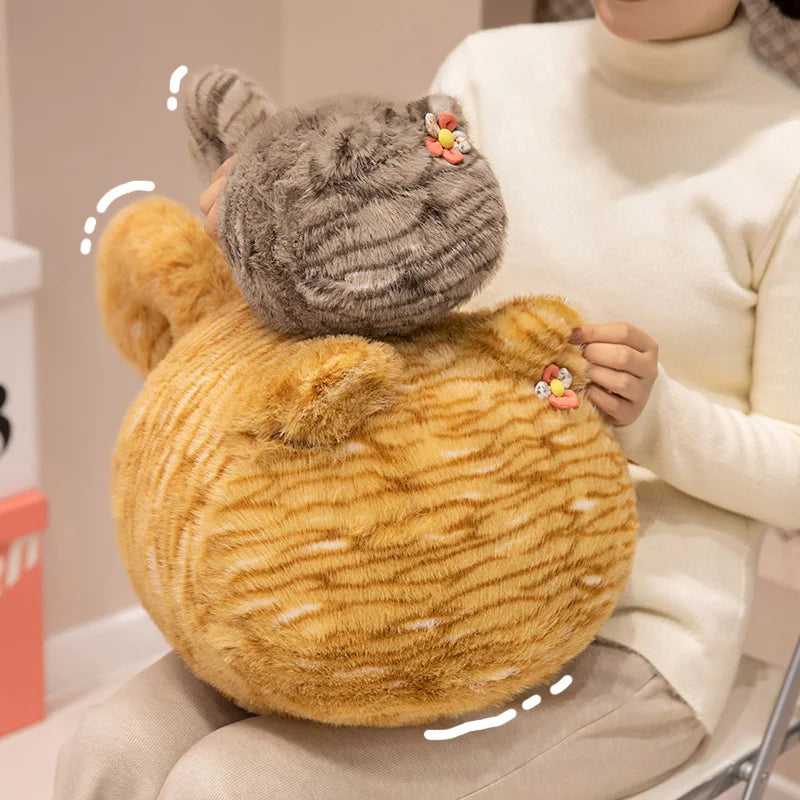 Chonky Fat Tabby Cat Shaped Plush Toy Pillows