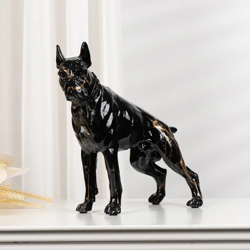 Boxer Dog Statue - Curious Standing Boxer Dog Resin Statues