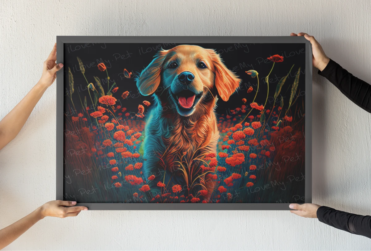 Enchanted Garden Golden Retriever Wall Art Poster