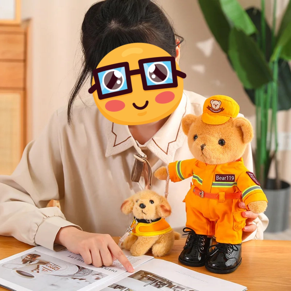 Fireman Teddy Mascot Golden Retriever Stuffed Animal Plush Toys