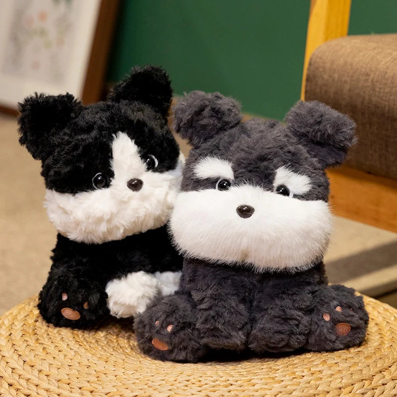 Furry Small Sitting Black White Husky Stuffed Animal Plush Toy