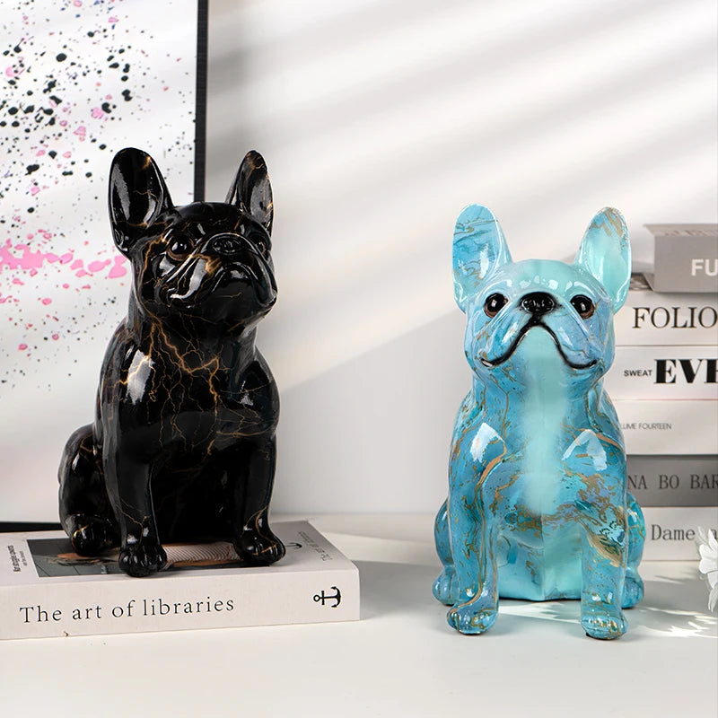 Hydro Drip Art Black French Bulldog Statue