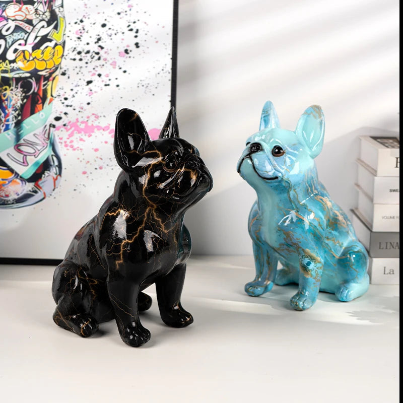 Hydro Drip Art Blue French Bulldog Statue