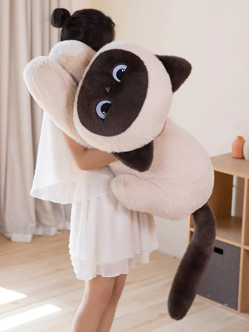 Large Siamese Cat Stuffed Animal Plush Toys - Nap Time Eyes