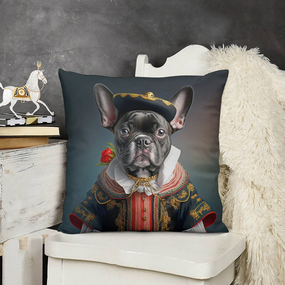 Le Noir Chic Black French Bulldog Plush Pillow Case