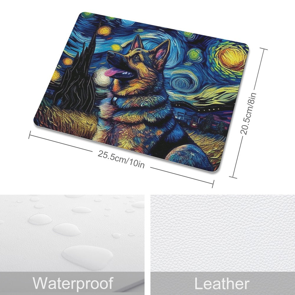 Magical Milky Way German Shepherd Leather Mouse Pad