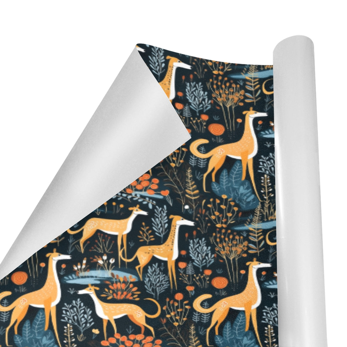 Whippet Wrapping Paper - Midnight Garden Whippet Christmas - 3 Mini Ro