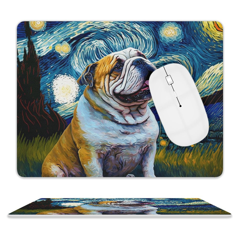 Milky Way English Bulldog Leather Mouse Pad