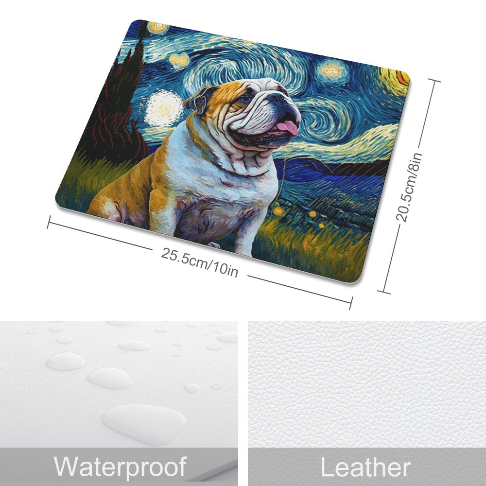 Milky Way English Bulldog Leather Mouse Pad