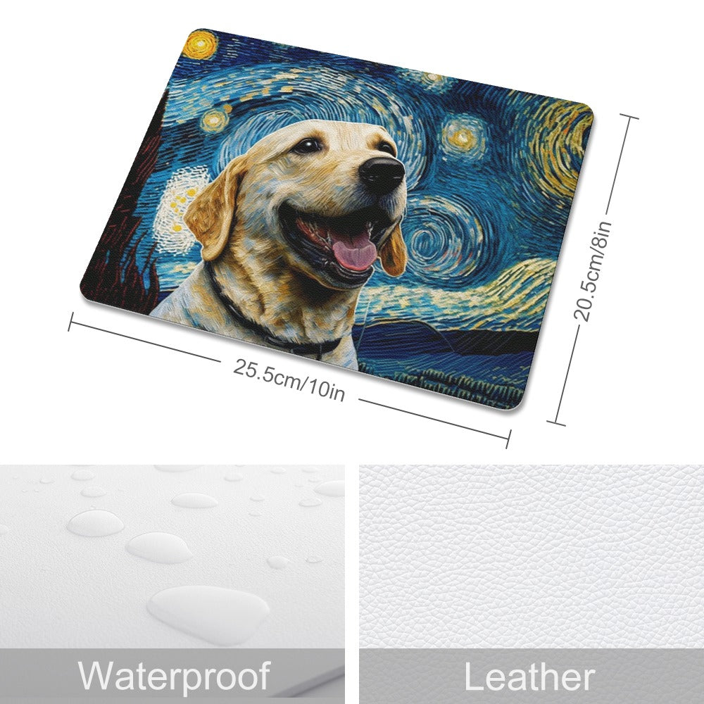 Milky Way Yellow Labrador Leather Mouse Pad
