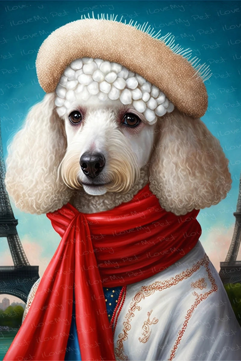 Parisian Fantasy White Poodle Wall Art Poster