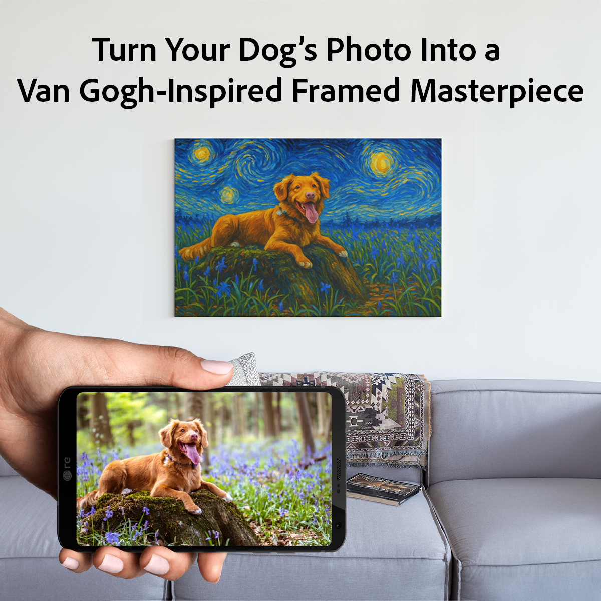 Starry Night Dogs - Personalized Starry Night Artwork Custom Dog Poste