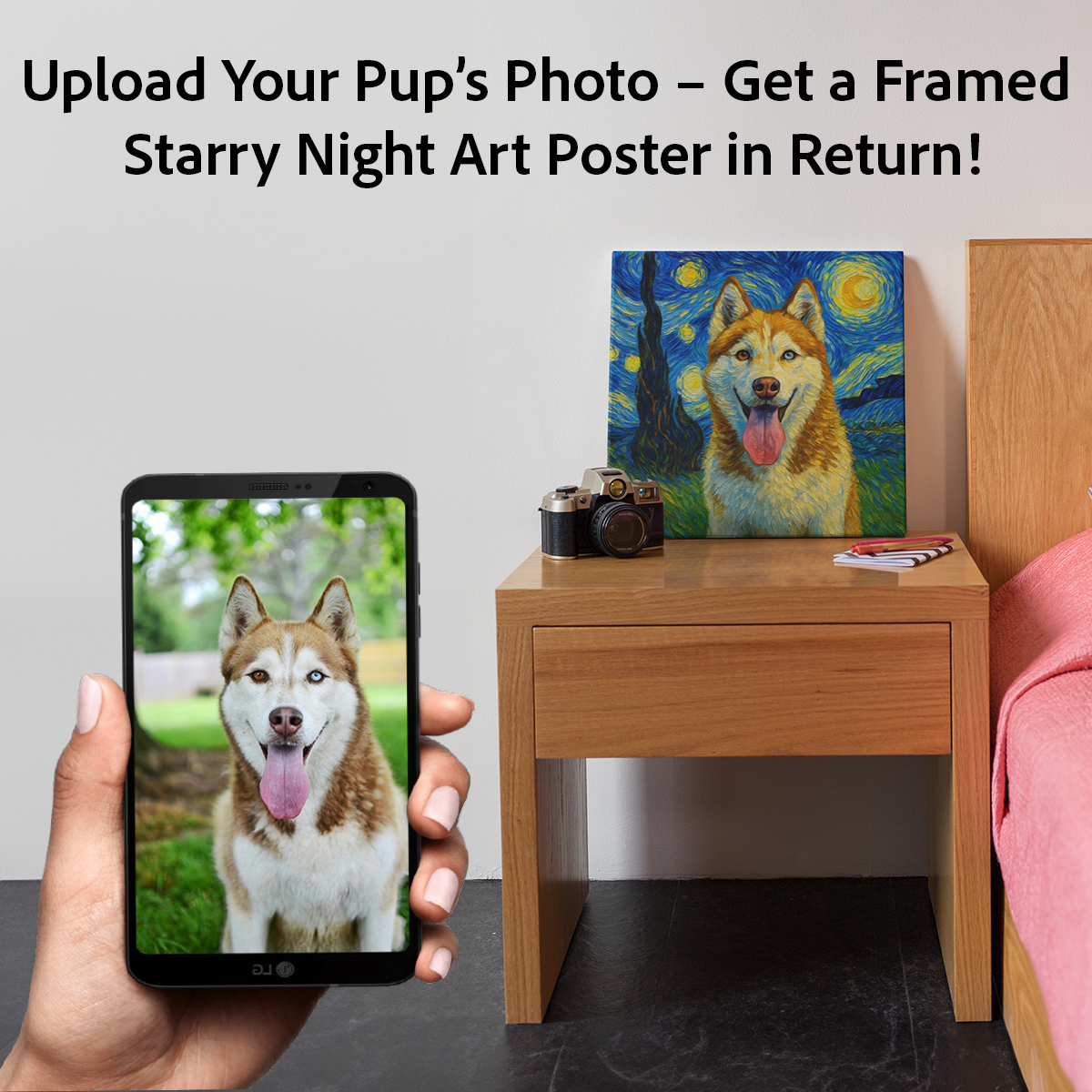 Starry Night Dogs - Personalized Starry Night Artwork Custom Dog Poste