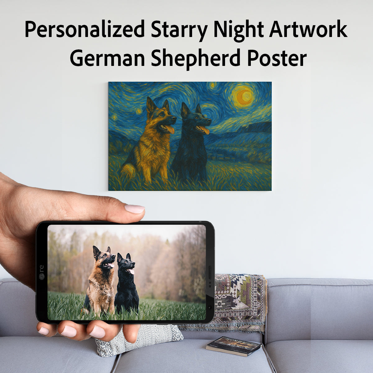 Starry Night German Shepherd - Personalized Starry Night Artwork Germa