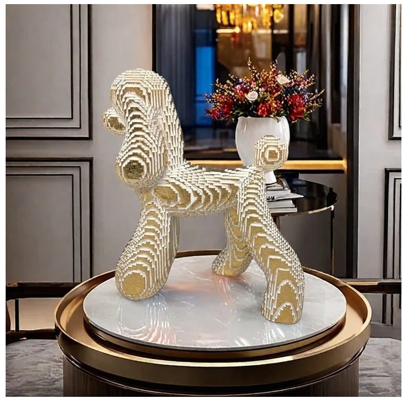 Poodle Statue - Pixel Block Poodles Resin Statues