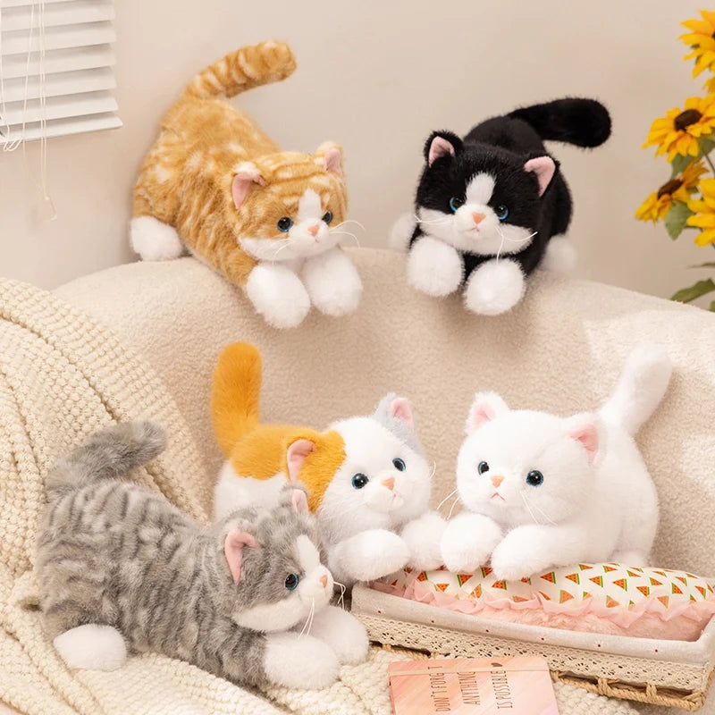 Realistic Grey Tabby Cat Stuffed Animal Plush Toys - Play Pose