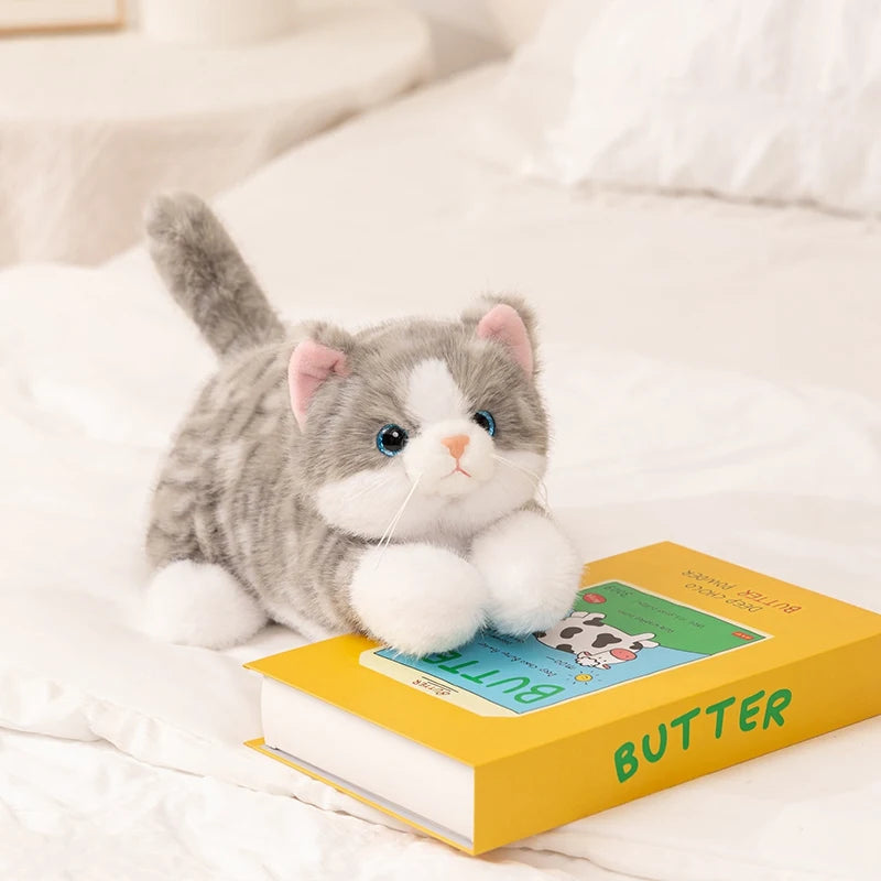 Realistic Grey Tabby Cat Stuffed Animal Plush Toys - Play Pose