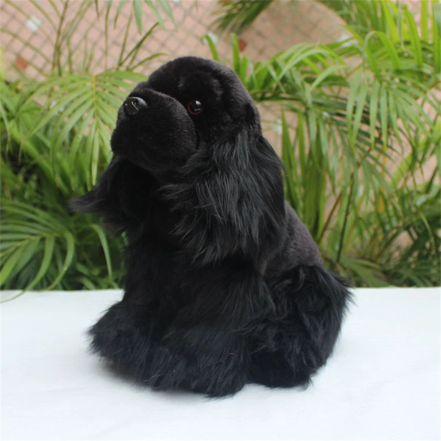 Realistic Sitting Black English Cocker Spaniel Stuffed Animal Plush To
