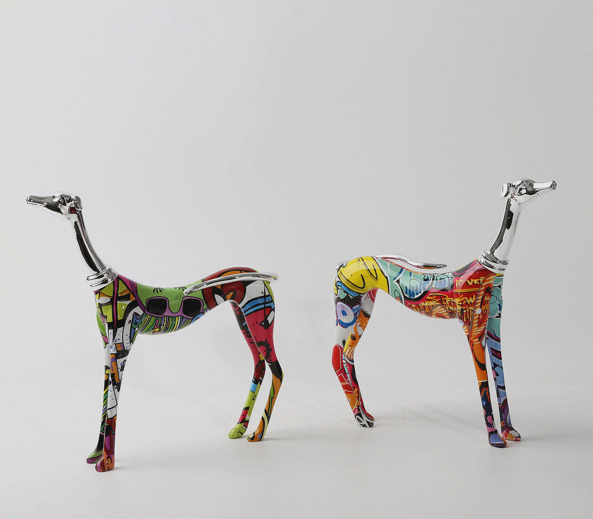 Silver Tipped Hydro Art Standing Greyhound / Whippet Statues