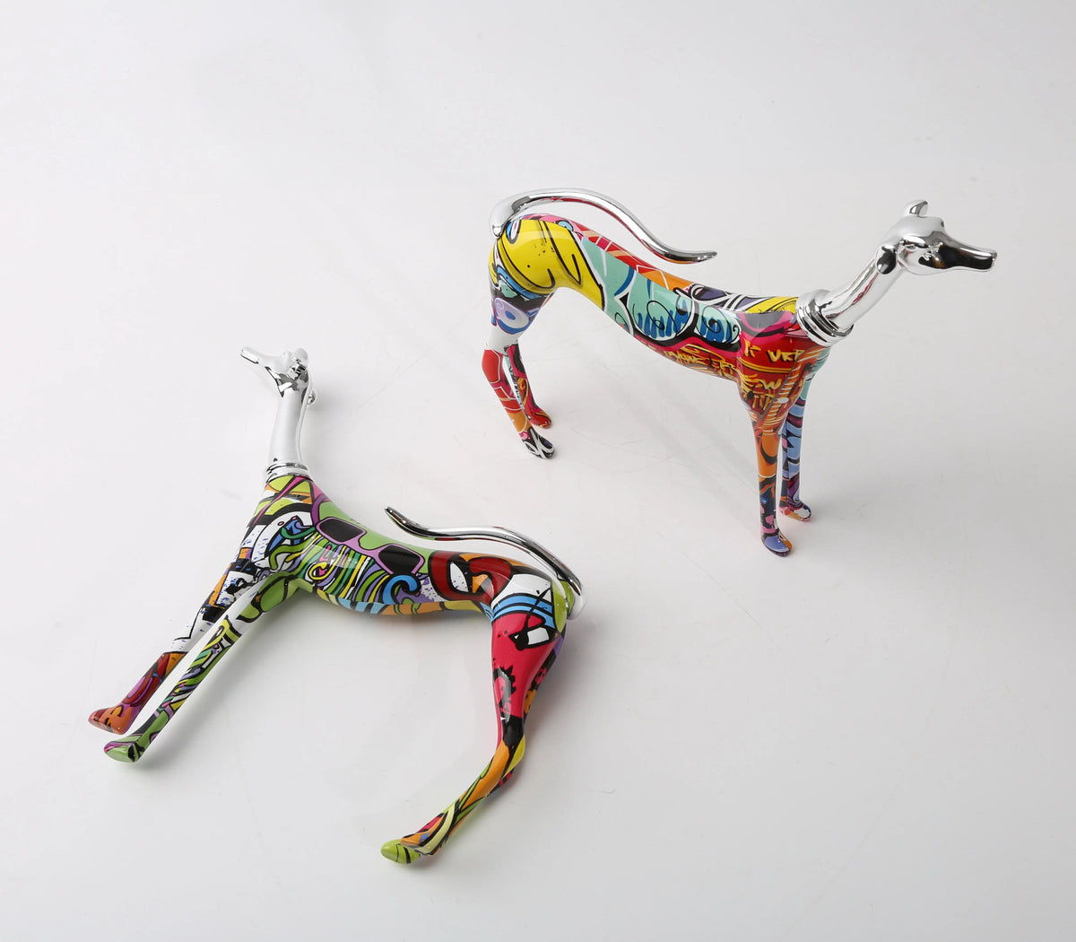 Silver Tipped Hydro Art Standing Greyhound / Whippet Statues