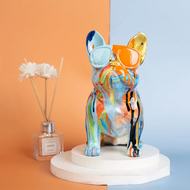 Spectrum Splash Hydro Dip Art French Bulldog Statue