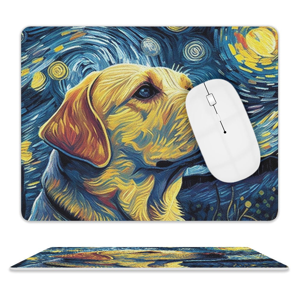 Starry Night Companion Yellow Labrador Leather Mouse Pad