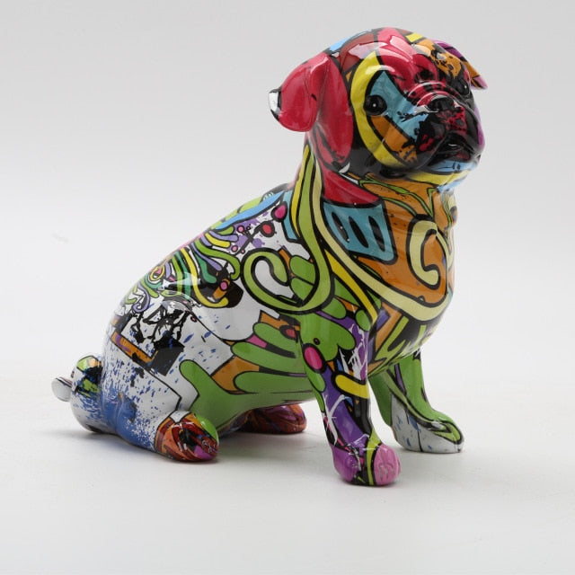Stunning Pug Design Multicolor Resin Statue