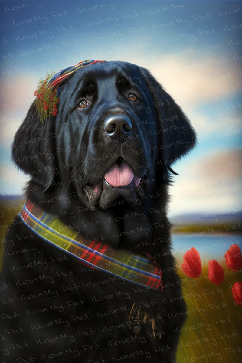 Traditional Tartan Black Labrador Wall Art Poster