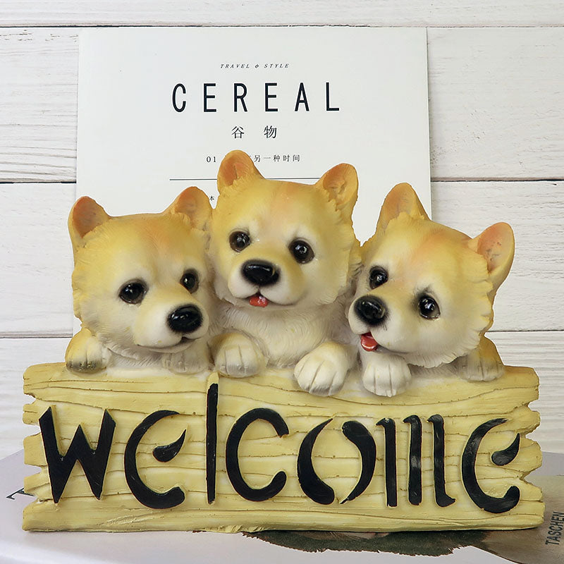 Warm Dog Welcome Statue