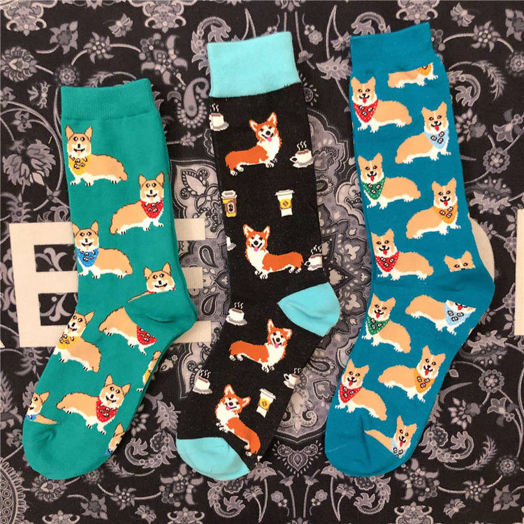 corgi pattern socks