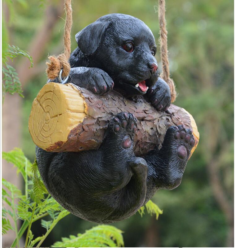 Hanging Black Labrador Garden Statue