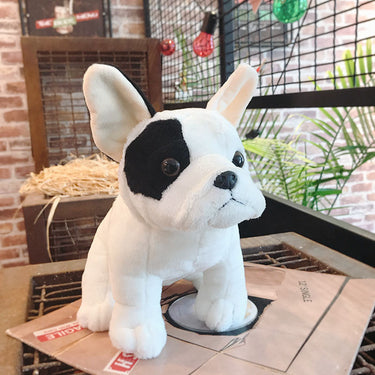 Sitting Pied Black and White French Bulldog Stuffed Animal Plush Toy