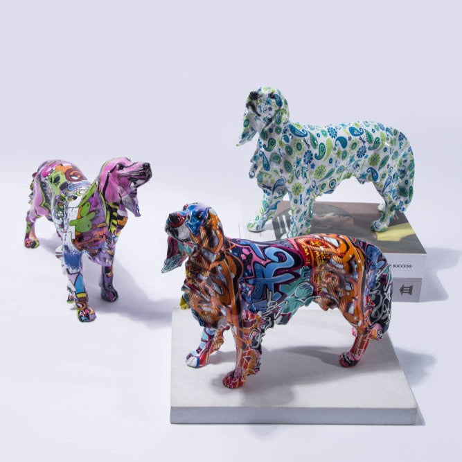 Stunning Golden Retriever Design Multicolor Resin Statues